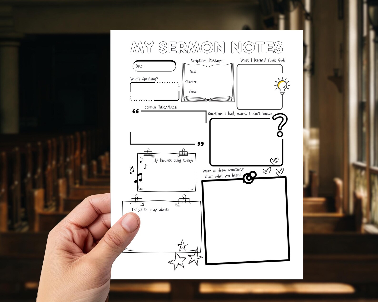 Sermon Notes for Kids Weekly Bible Note Taking Template for Sunday ...
