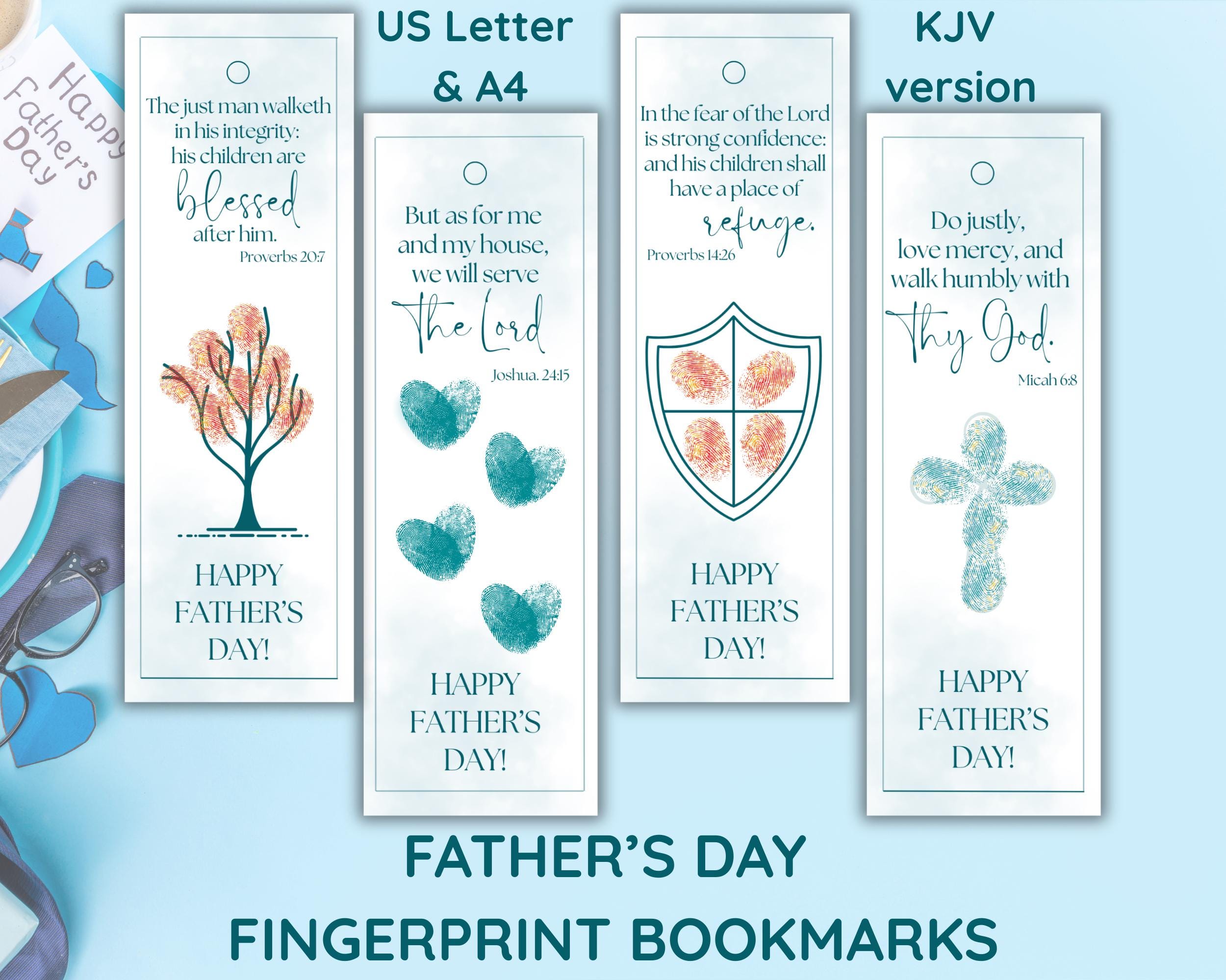 Christian Fathers Day Gift Fingerprint Art Bookmark Printable Craft for ...
