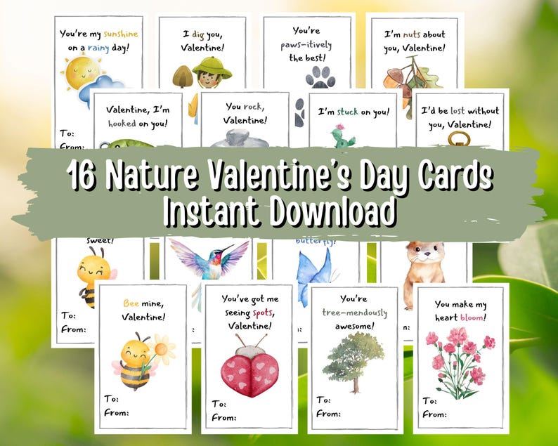 Nature Valentine Day Cards Nature Puns Woodland Forest Outdoor School ...