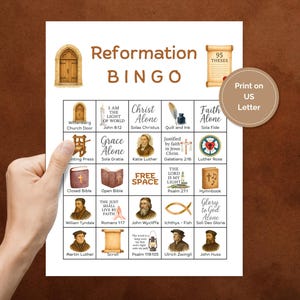 Reformation Day Bingo Printable Christian Game for Kids Homeschool ...
