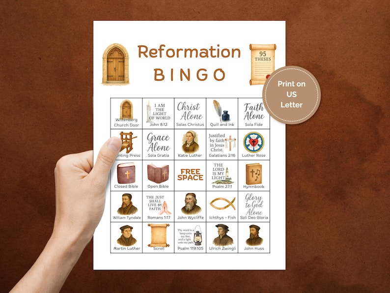 Reformation Day Bingo Printable Christian Game for Kids Homeschool ...