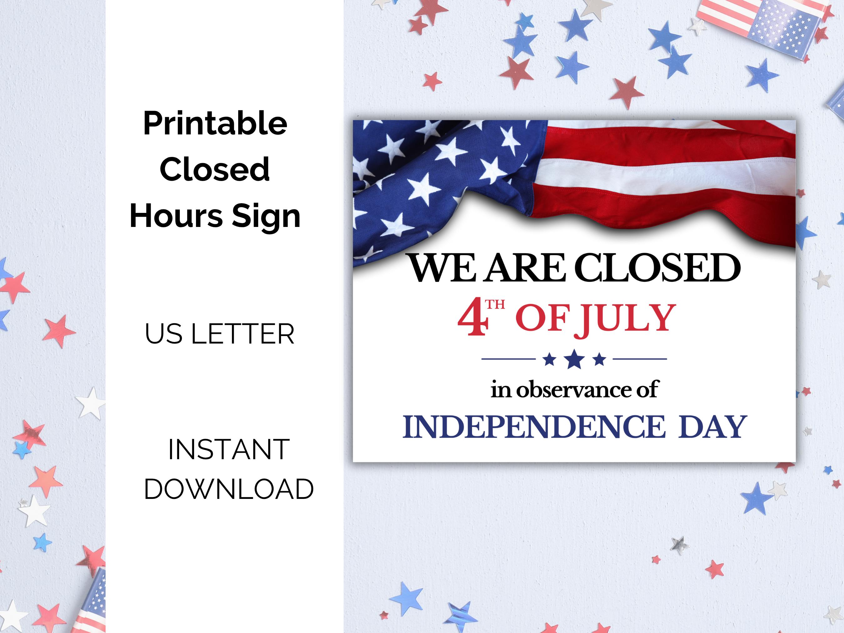 Closed for Independence Day Closed for 4th of July Closed Store Front ...