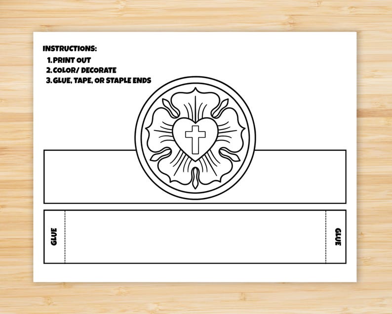 Reformation Day Craft Martin Luther Rose Crown Activity Page for Kids ...