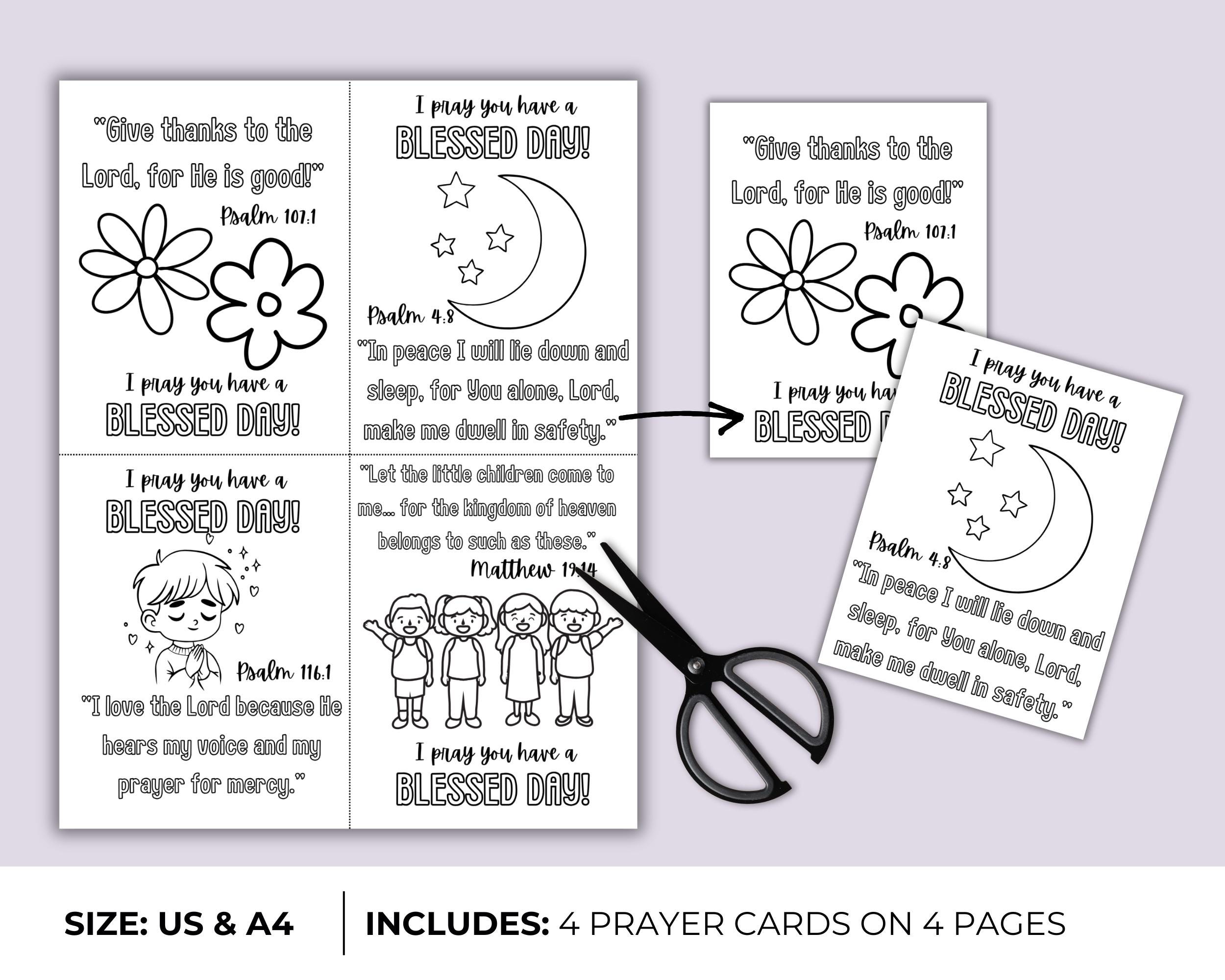 Prayer Cards for Kids Christian Encouragement Cards for Children ...