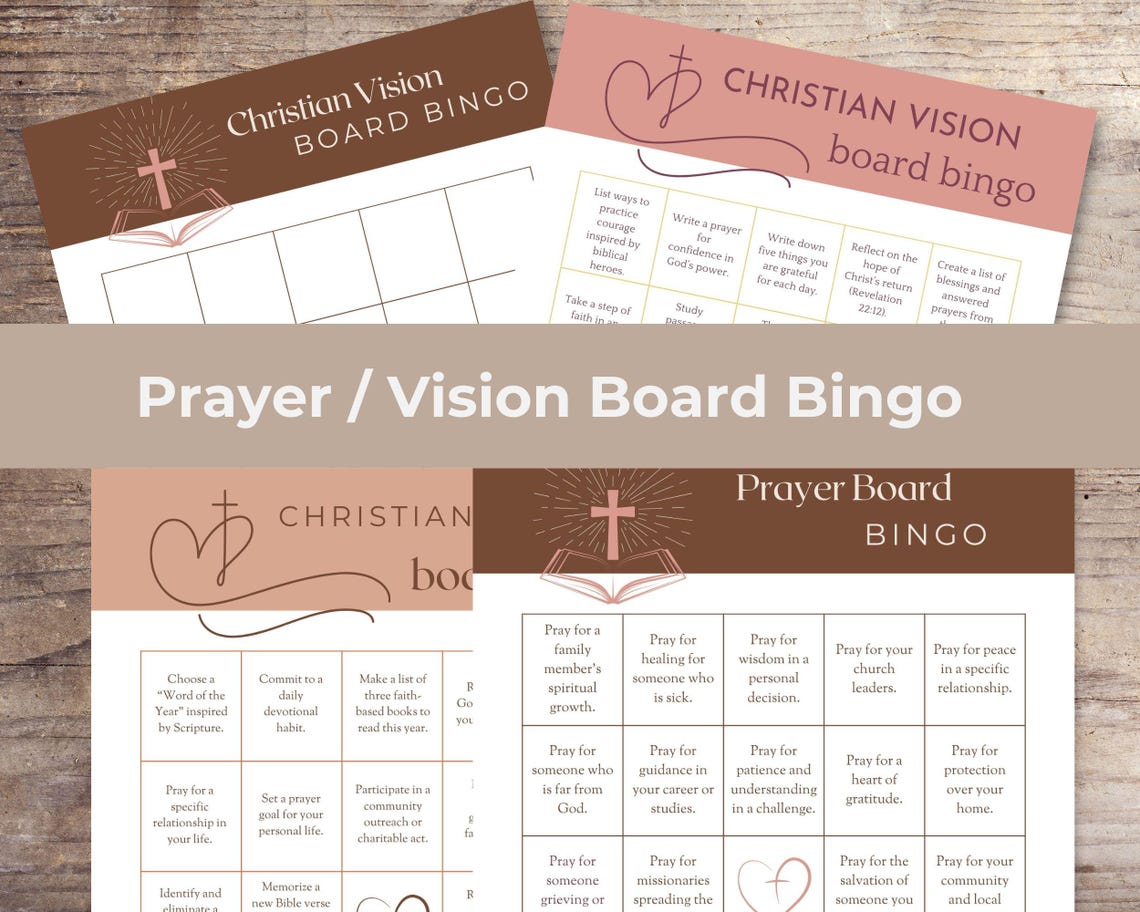 Prayer Board Kit Bingo Prayer Vision Board Printable Christian Vision ...