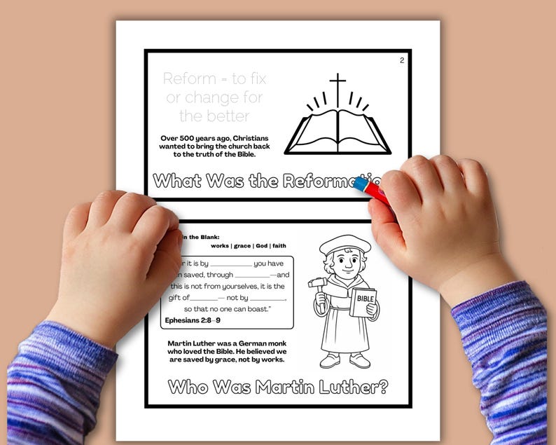 Reformation Day Kids Bible Flip Book Martin Luther Craft Printable ...