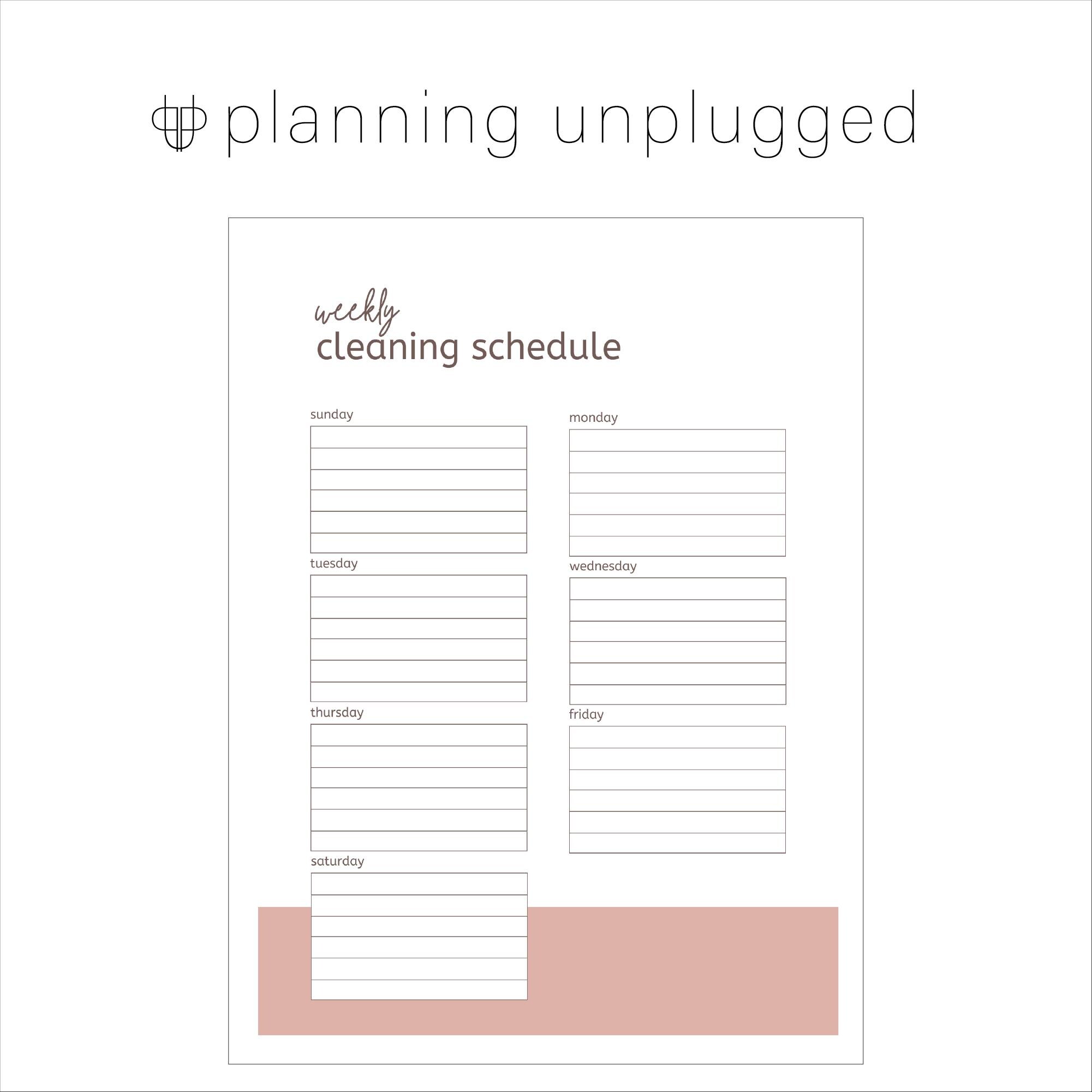 Blank Printable Weekly Cleaning Schedule Blushing Sunset - Etsy