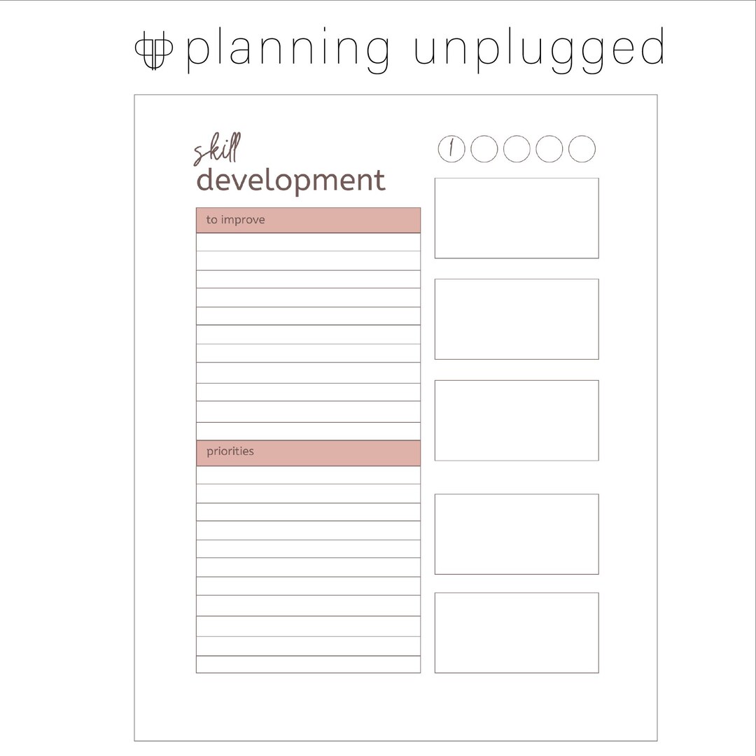 Blank Printable Skill Development Set of 5 | Blushing Sunset - Etsy