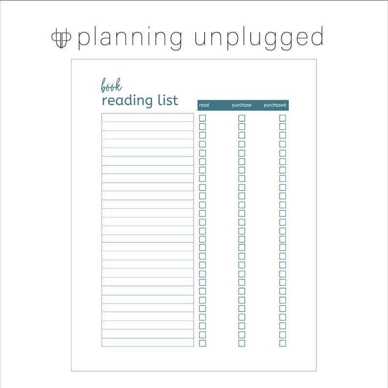 Blank Printable Book Reading/wish List | Endless Sky - Etsy