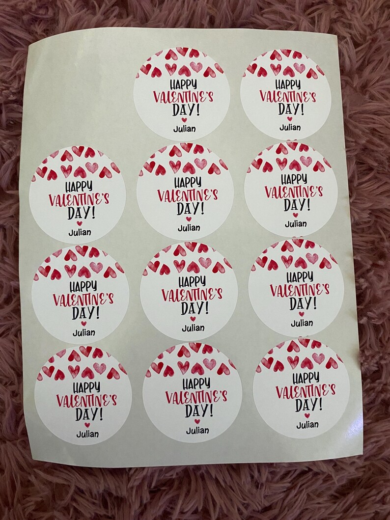 Valentines Day Sticker Sheet 12 Stickers Personalized Valentine's Day ...