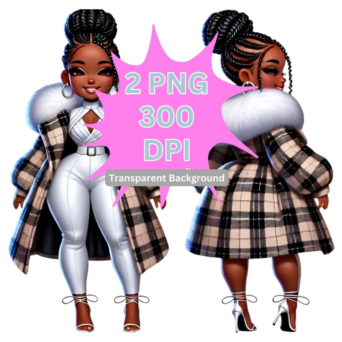 Chibi Boss Clipart, Girl Boss Clipart, Afro Girl Clipart, Black Girl ...