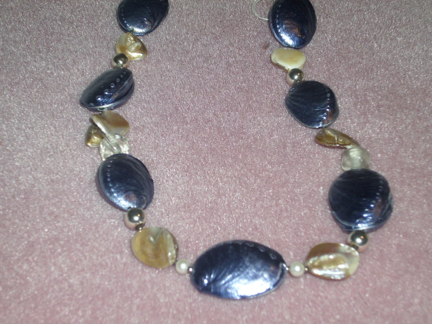 Beautiful Blue Shell Necklace With Abalone, Silver and Pearls. - Etsy