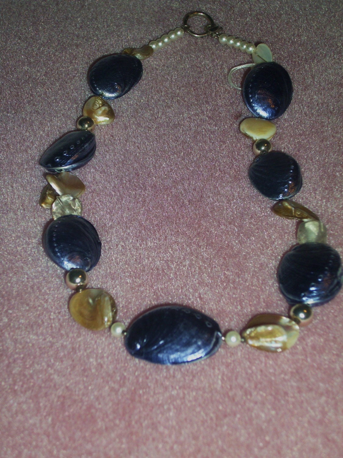 Beautiful Blue Shell Necklace With Abalone, Silver and Pearls. - Etsy