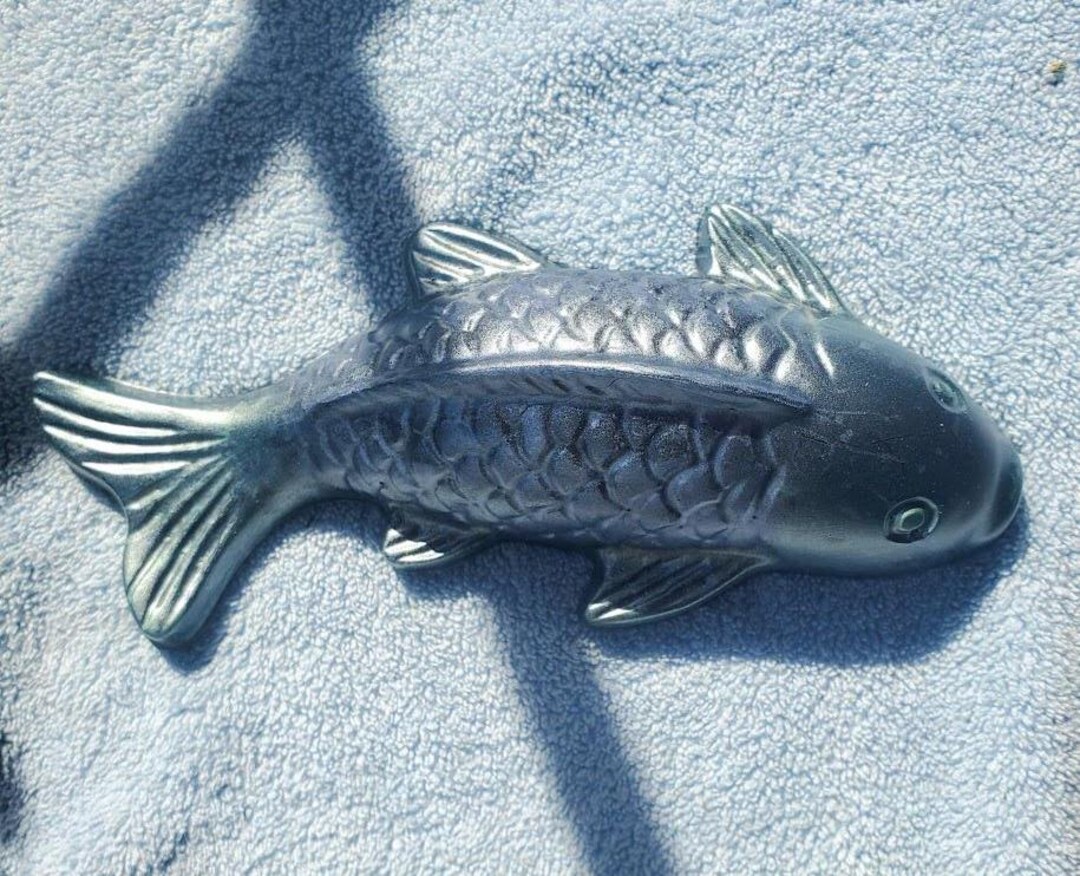 Koi Fish Figure | Wall Art | Resin Decoration | Silver, Blue, Green ...