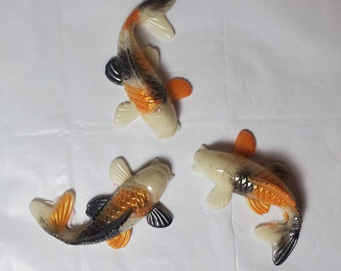 Resin Koi Fish Decor | Set of 3 | White, Orange, and Black - Etsy