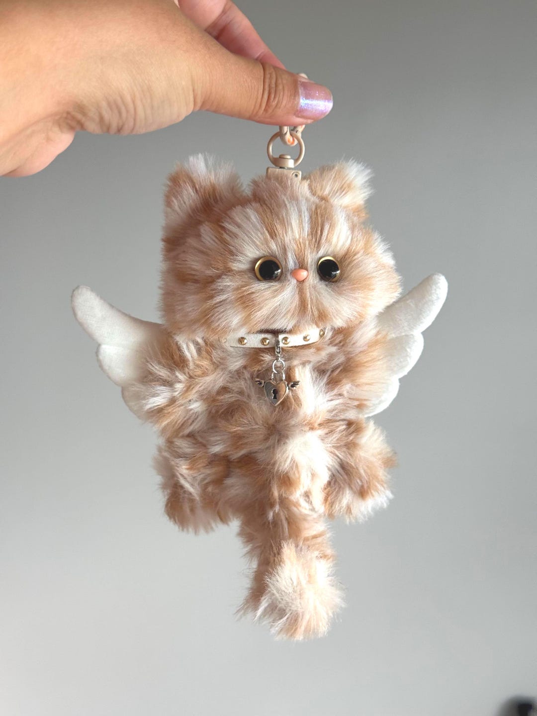 Angel Winged Cat Charm: Handmade Furry Guardian Keychain - Etsy