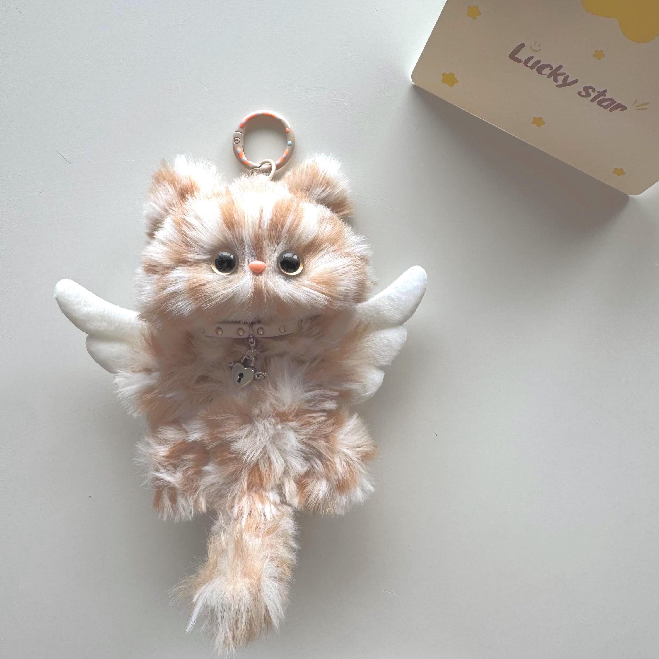 Angel Winged Cat Charm: Handmade Furry Guardian Keychain - Etsy