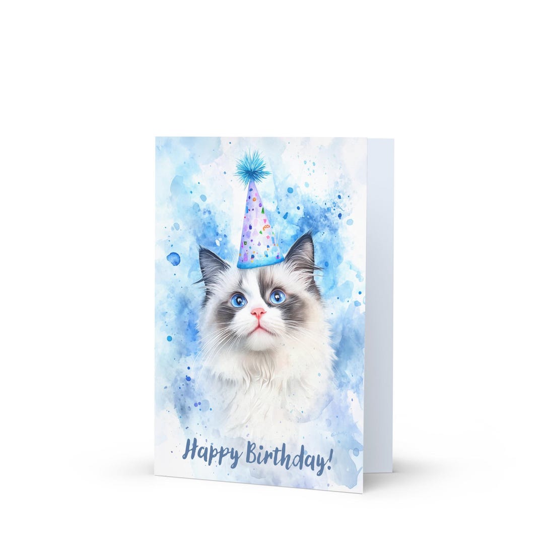 Greeting Card Happy Birthday - Ragdoll Cat - Etsy