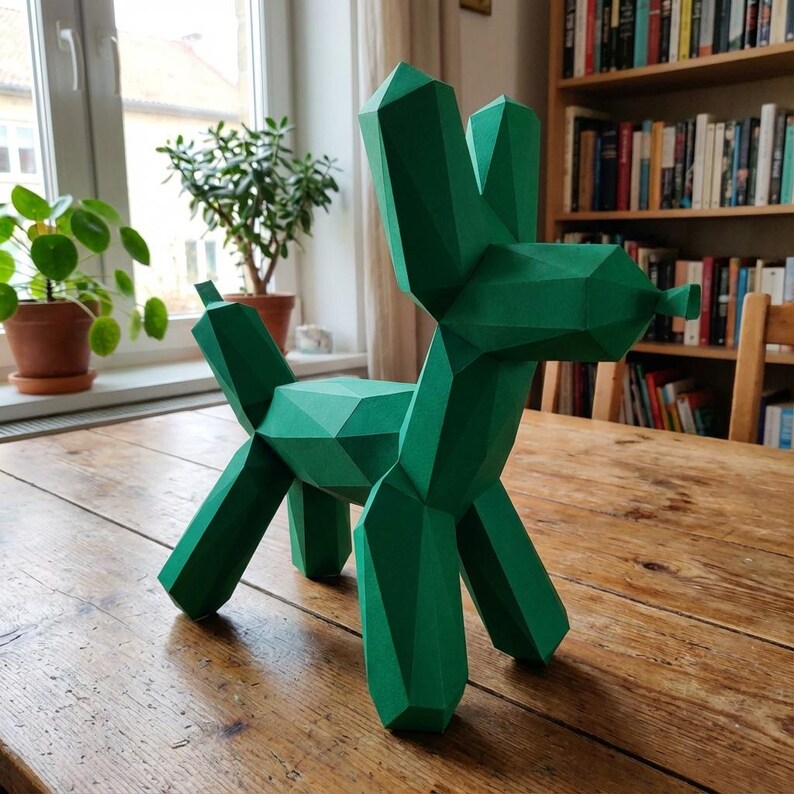 Balloon Dog 3D Paper, Precut DIY Kit for Assembly, 32x17x35 Cm – Modern ...