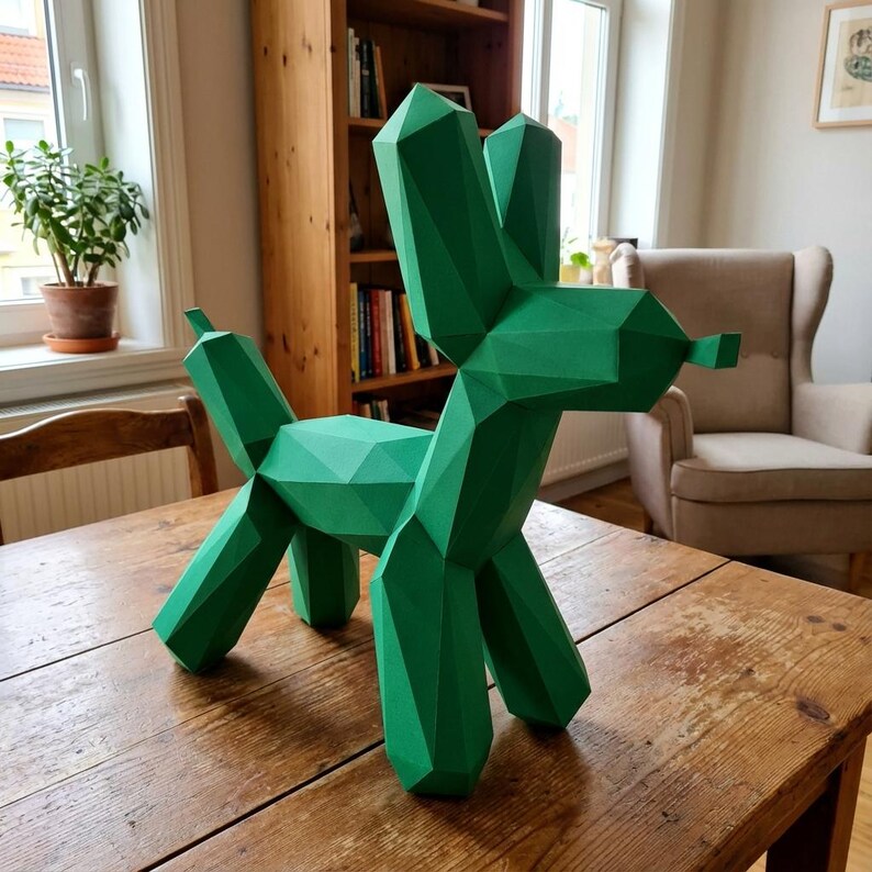 Balloon Dog 3D Paper, Precut DIY Kit for Assembly, 32x17x35 Cm – Modern ...