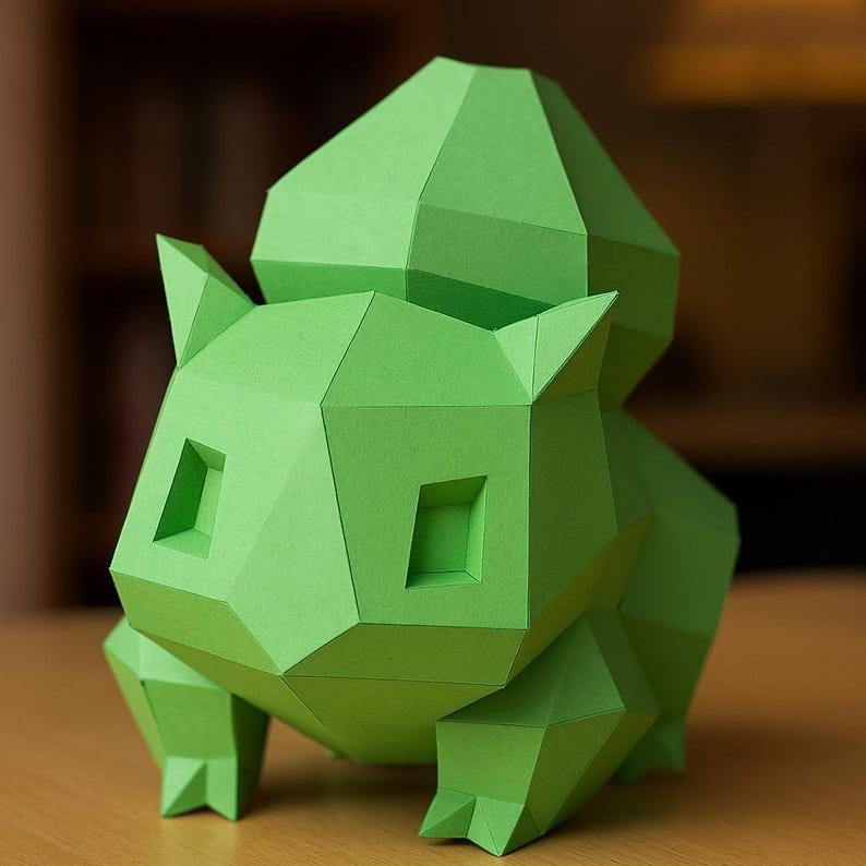 Bulbasaur Pokemon Figure Papercraft Kit – DIY Handmade Low Poly Decor ...