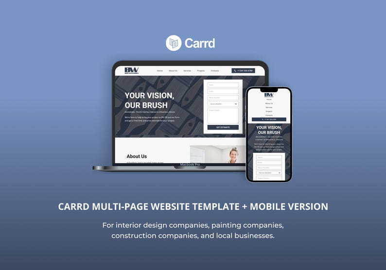 Carrd Multi-page Website Template for Interior Design Companies, Painting Companies ...
