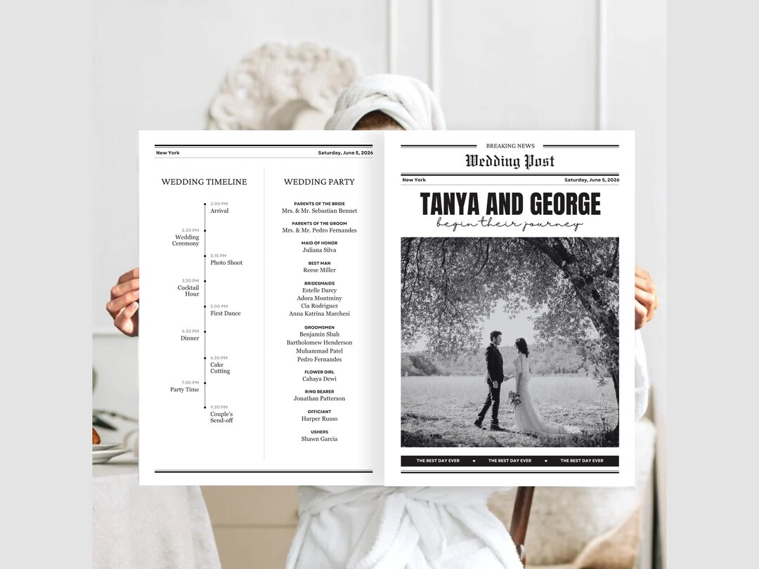 Wedding Newspaper Template With Photo, Wedding Newspaper Template ...