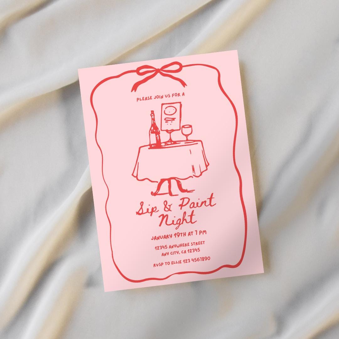 Sip & Paint Night Invitation - 5"x7", Editable Template, Canva Invite ...