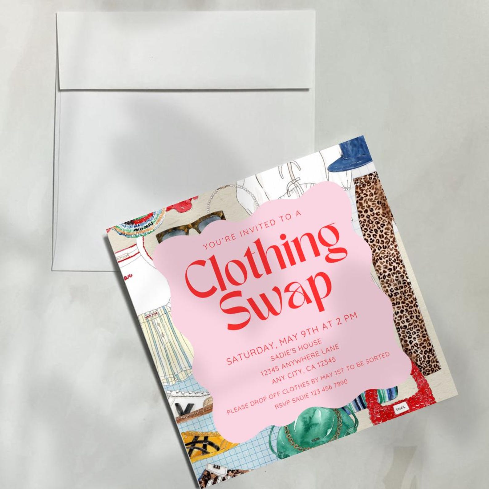 Clothing Swap Invitation - 5.25"x5.25", Editable Template, Canva Invite ...