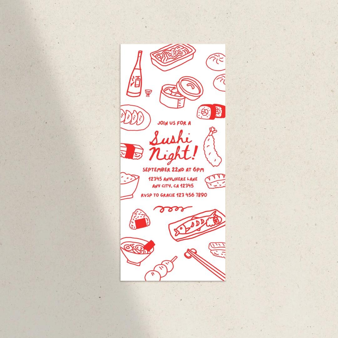 Sushi Night Invitation - 4"x9", Editable Template, Canva Invite, Sushi ...