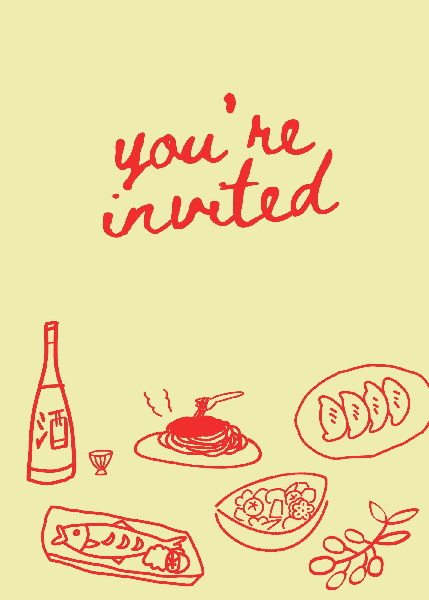 You're Invited Dinner & Drinks Invitation - 5"x7", Editable Template ...