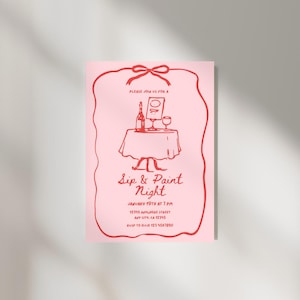 Sip & Paint Night Invitation - 5"x7", Editable Template, Canva Invite ...