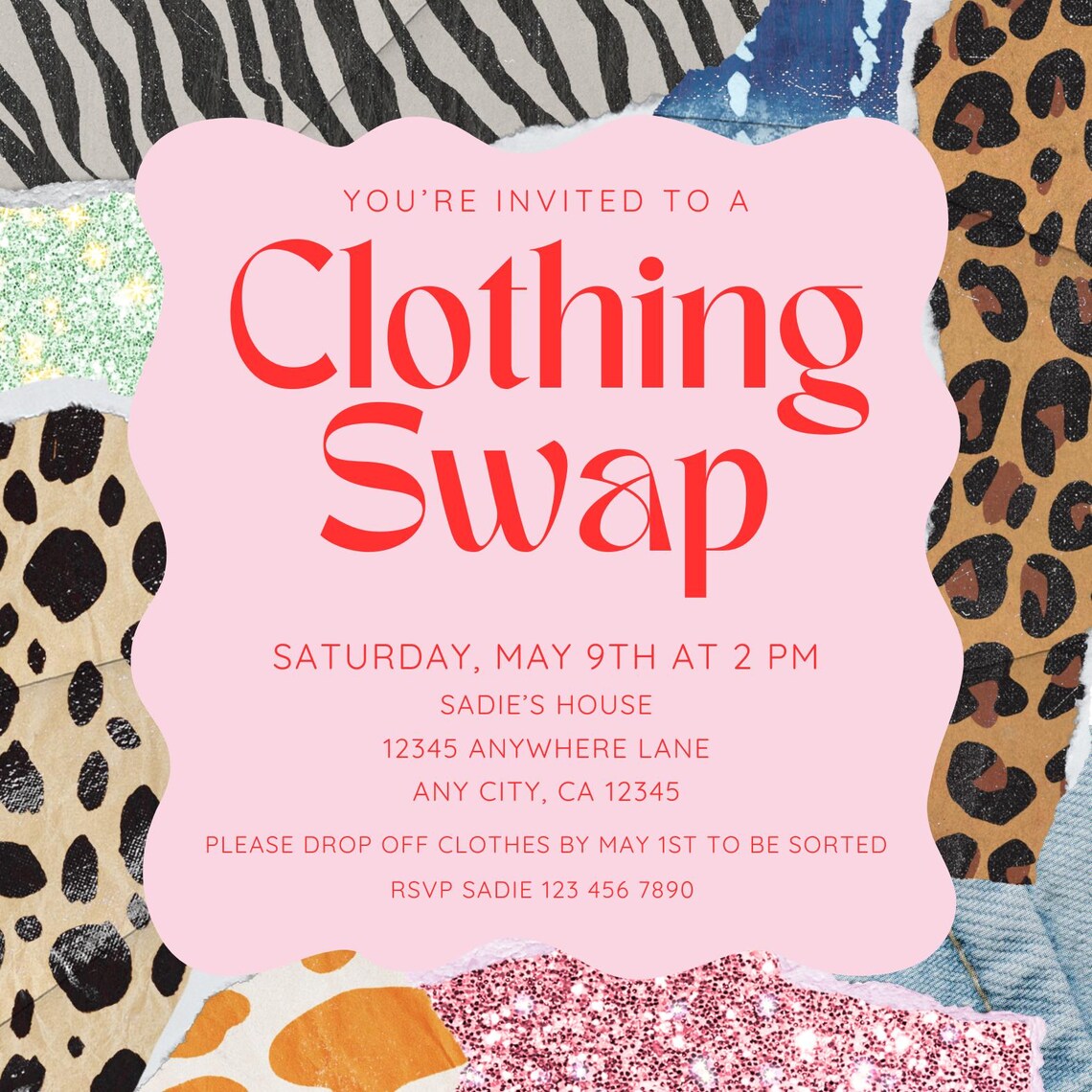 Clothing Swap Invitation: Editable Canva Template (5.25"x5.25") - Etsy
