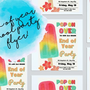 END OF SCHOOL Party Flyer Popsicle Party Invite for Summer Pop - Etsy