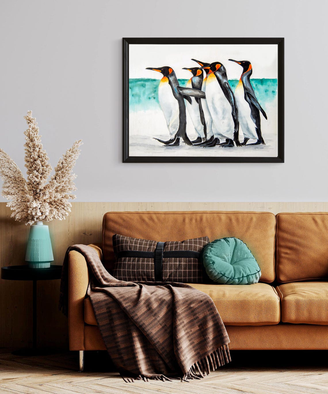 Penguins on Parade, Watercolor Art Print - Beautiful Hand Painted Wall ...