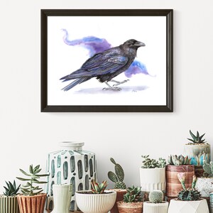 Colorful Raven Watercolor Art Print - Beautiful Hand Painted Wall Art ...