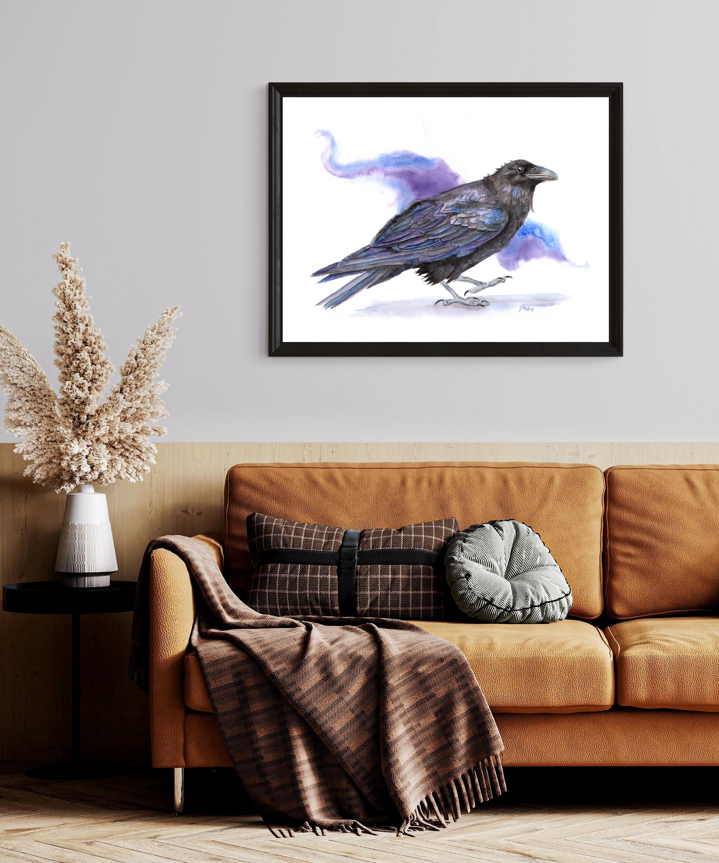 Colorful Raven Watercolor Art Print - Beautiful Hand Painted Wall Art ...