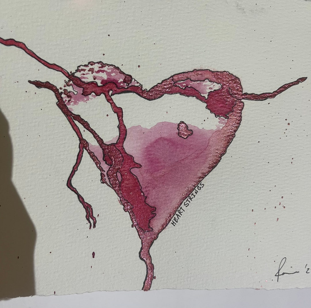 Heartstrings- an Original Watercolor Color Painting - Metallic ...