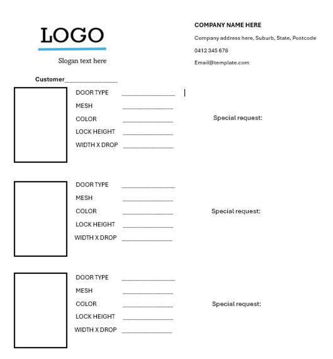 Australia Screen Door Order Template - Etsy