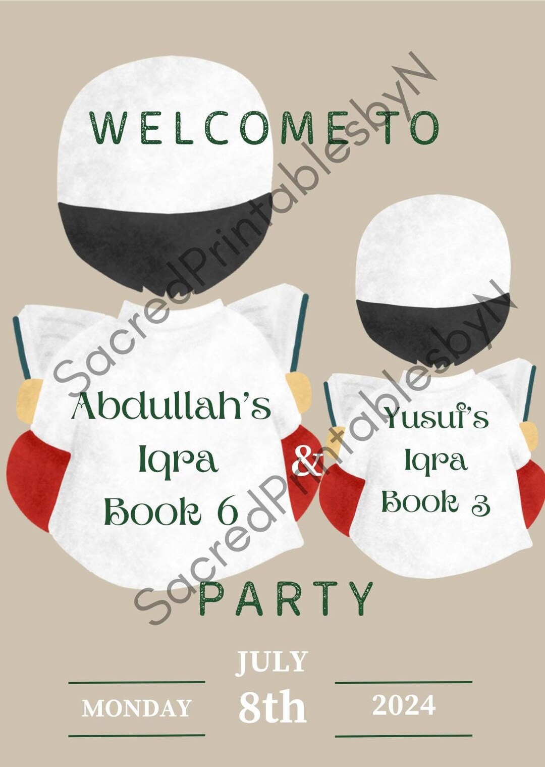 Iqra Book Completion Celebration Poster Islamic Party Editable Canva ...