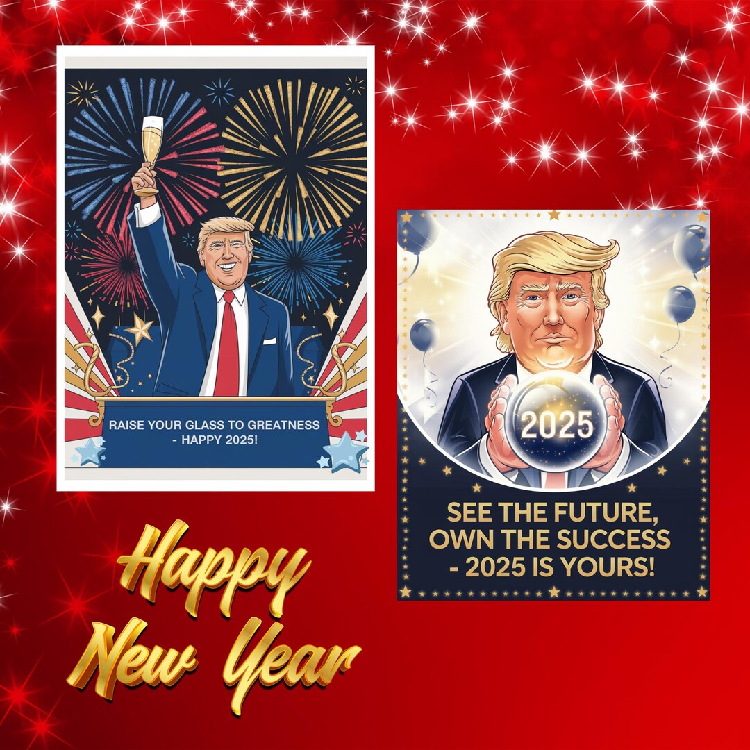2025 Donald Trump Greeting Cards Digital Download Happy New Year ...