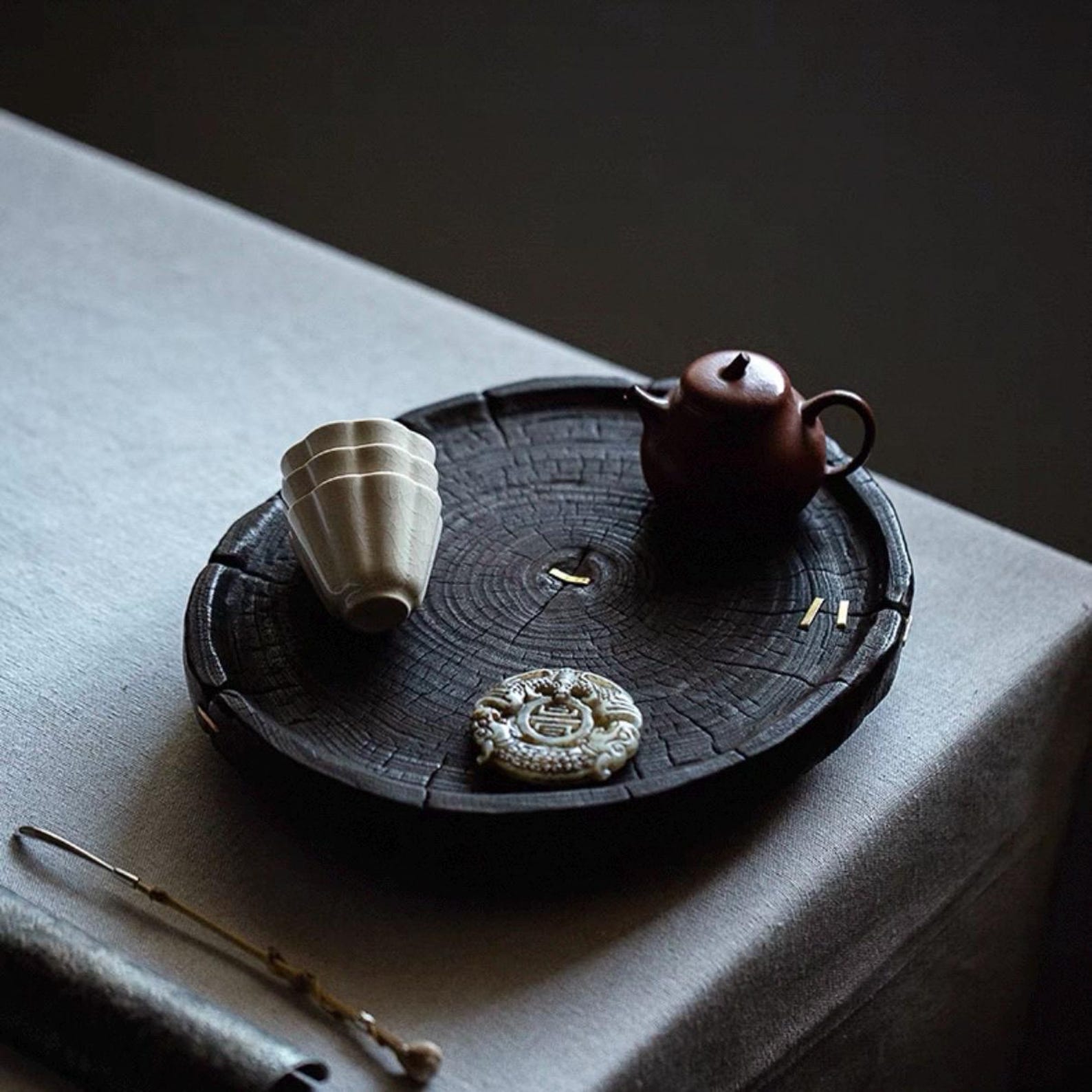Wabi Sabi Tea Tray | Charred Camphor Wood Tea Board | Gongfu Tea Table ...
