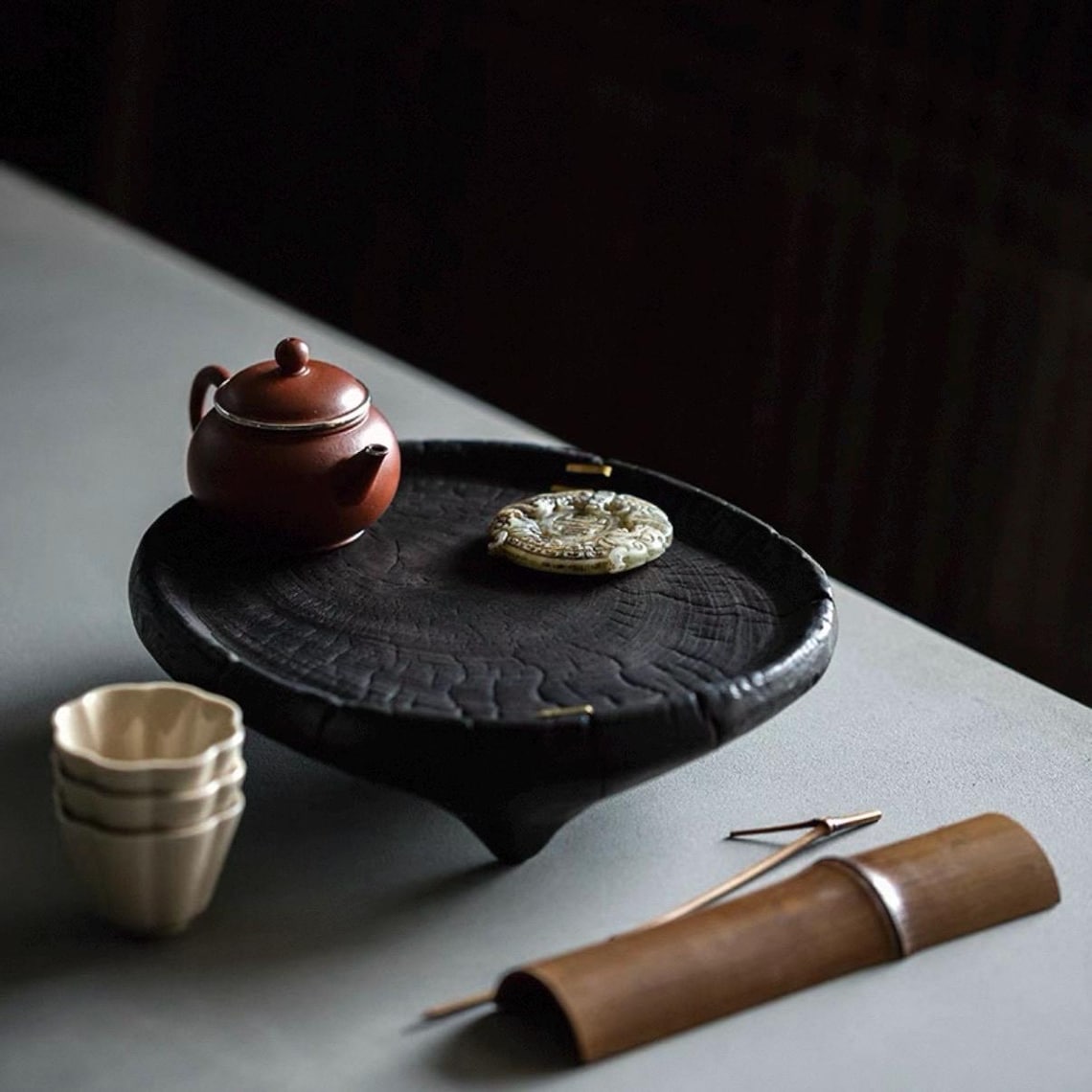 Wabi Sabi Tea Tray | Charred Camphor Wood Tea Board | Gongfu Tea Table ...