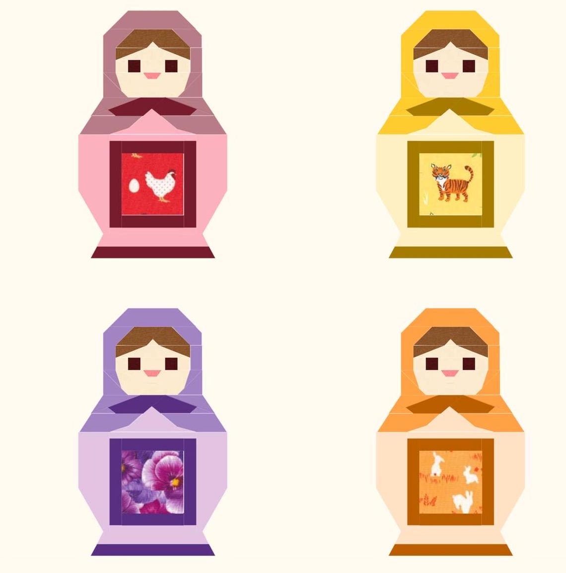 Nesting Doll FPP Quilt Block Pattern | PDF Download | Foundation Paper ...