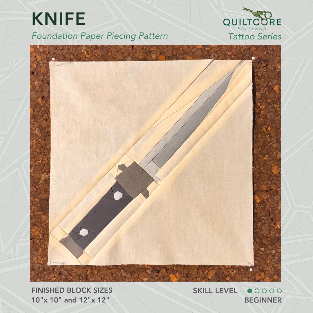 Knife Tattoo Block | FPP Quilt Patterns | Instant PDF Download ...