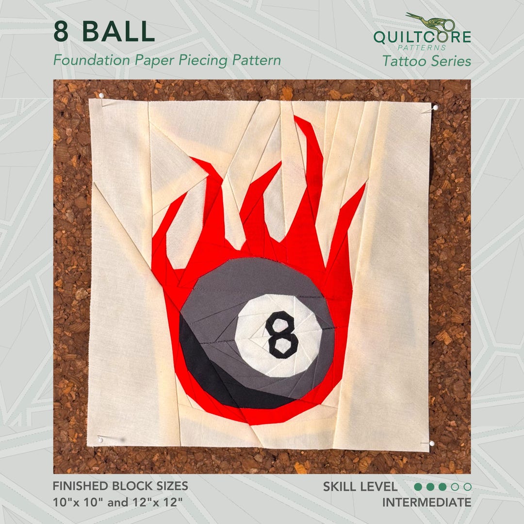 8 Ball Tattoo Block | FPP Quilt Patterns | Instant PDF Download ...