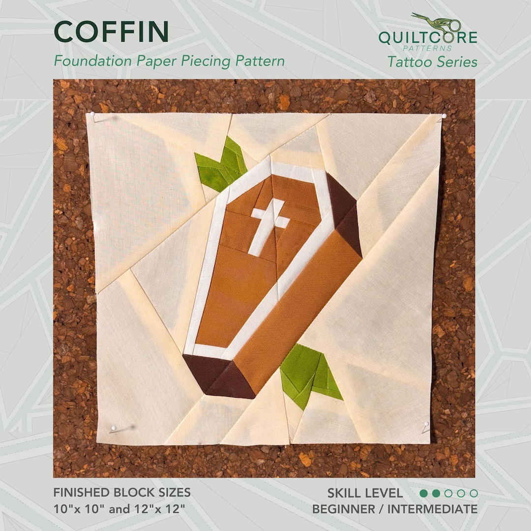 Coffin Tattoo Block | FPP Quilt Patterns | Instant PDF Download ...