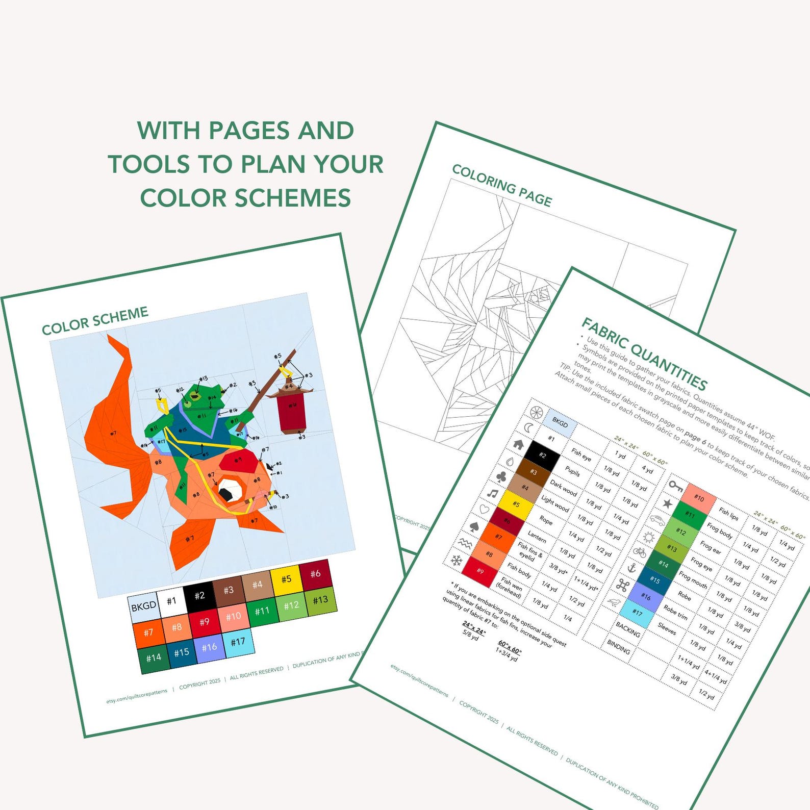 Frog and Goldfish FPP Quilt Pattern | the Quest (PDF Download) - Etsy