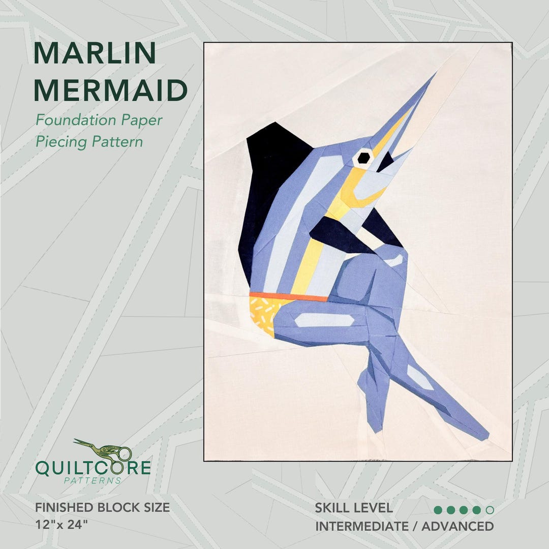 Reverse Mermaid - Marlin | FPP Quilt Pattern | Instant PDF Download ...