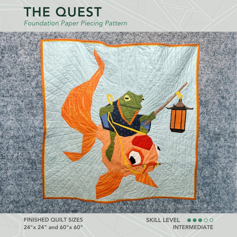 Frog and Goldfish FPP Quilt Pattern | the Quest (PDF Download) - Etsy